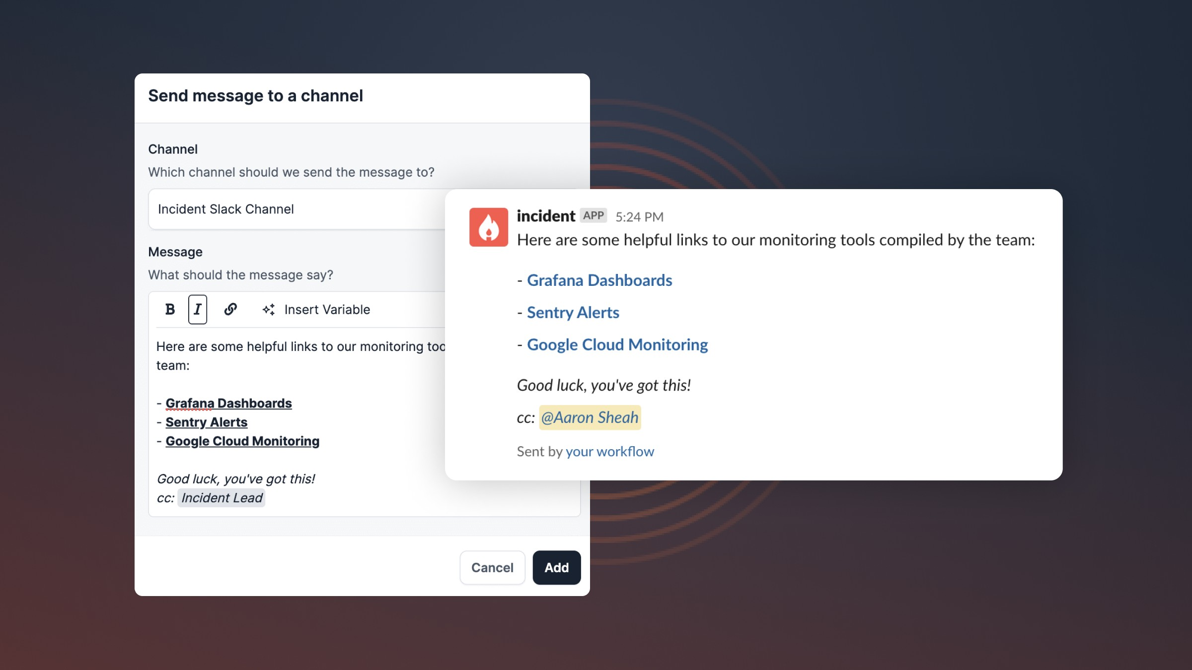 New text editor for Slack message Workflow steps